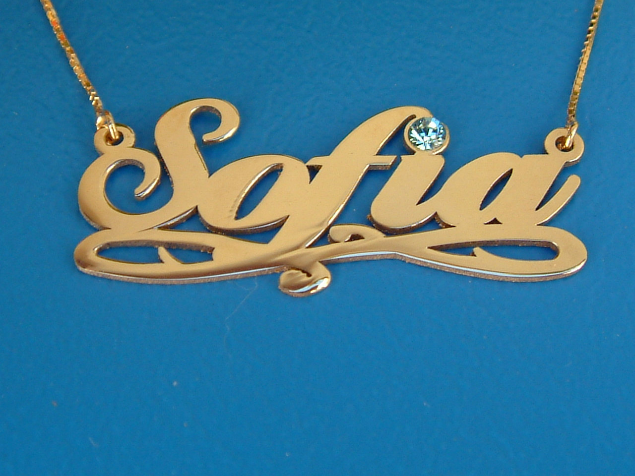 sofia name gold necklace